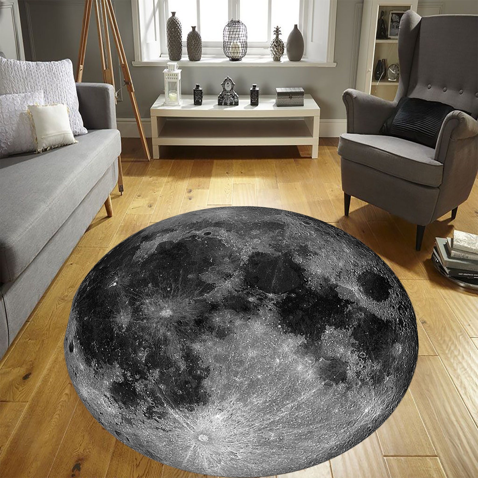 Moon Round Rug Moon Planet Rug Vibrant Moon Rug Living Room - Etsy
