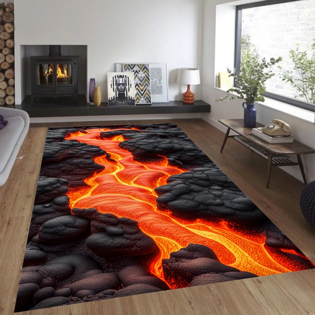 Lava Rug, Hot Lava Rug,deep Hole Rug, 3D Huge Crack, Volcano Floor Rug ...
