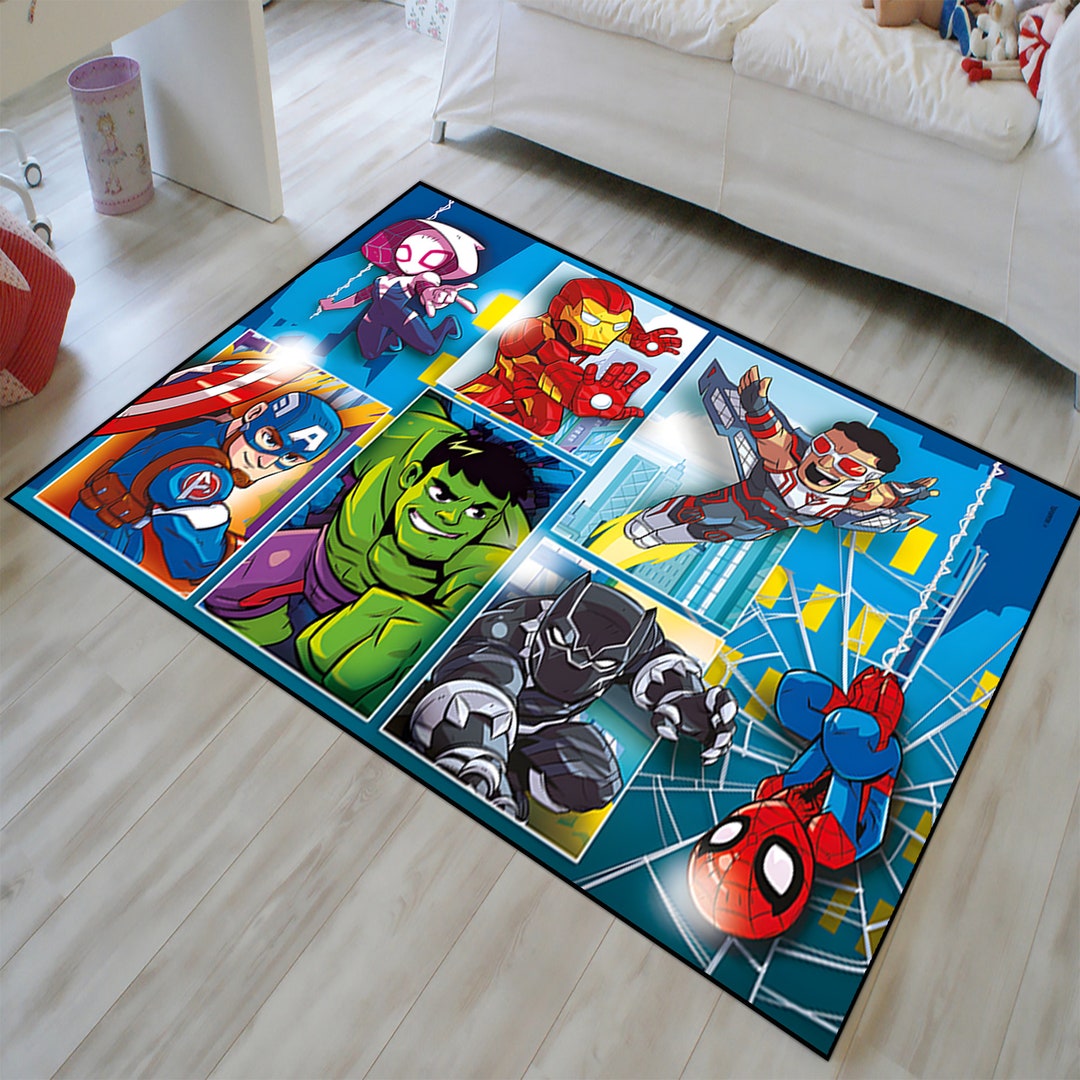 Super Hero Rugs, for Boy Bedroom, Superheroes Films Movie Character Rug ...