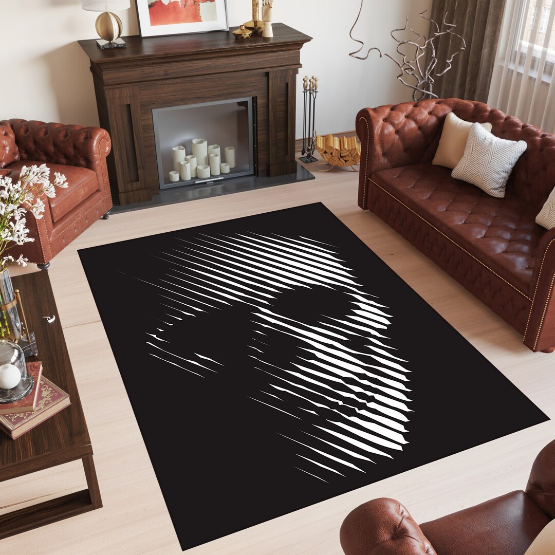 Skull Rug Skull Art Rug Horror Rug Modern Skull Rug - Etsy