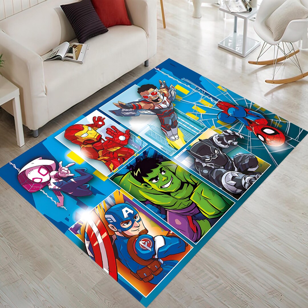 Superhero, Superhero Rug, Superhero Pattern Rug, Spiderman Rug ...