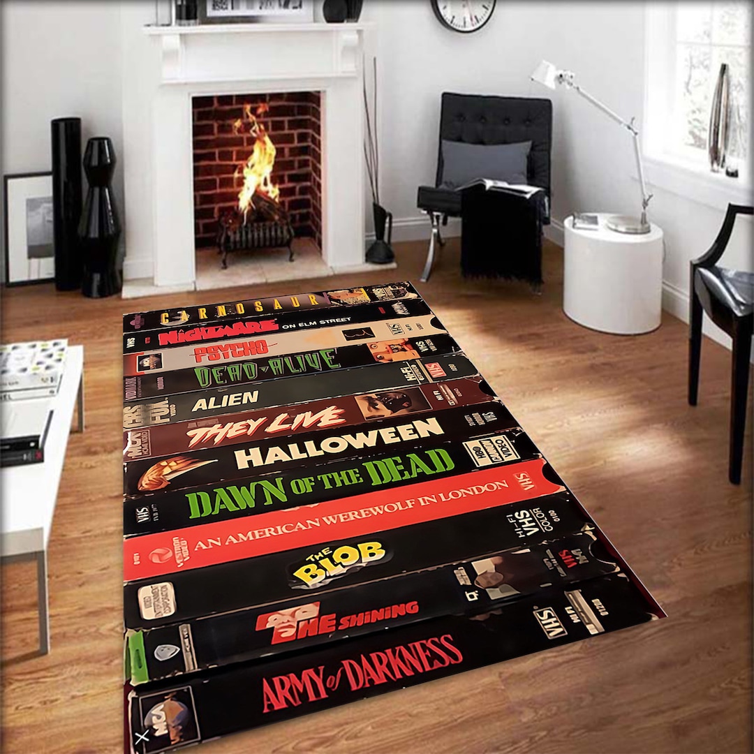 Horror Movie Rug, Nostalgic Retro Style Rug, Horror Movie Themed Rug ...