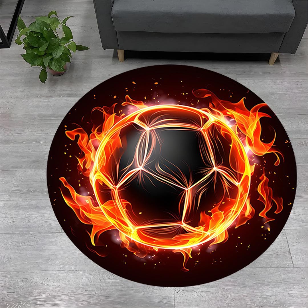 Soccer Rug, Soccer Ball Rug, Round Rug, Ball Rug, Football Rug, Boys ...