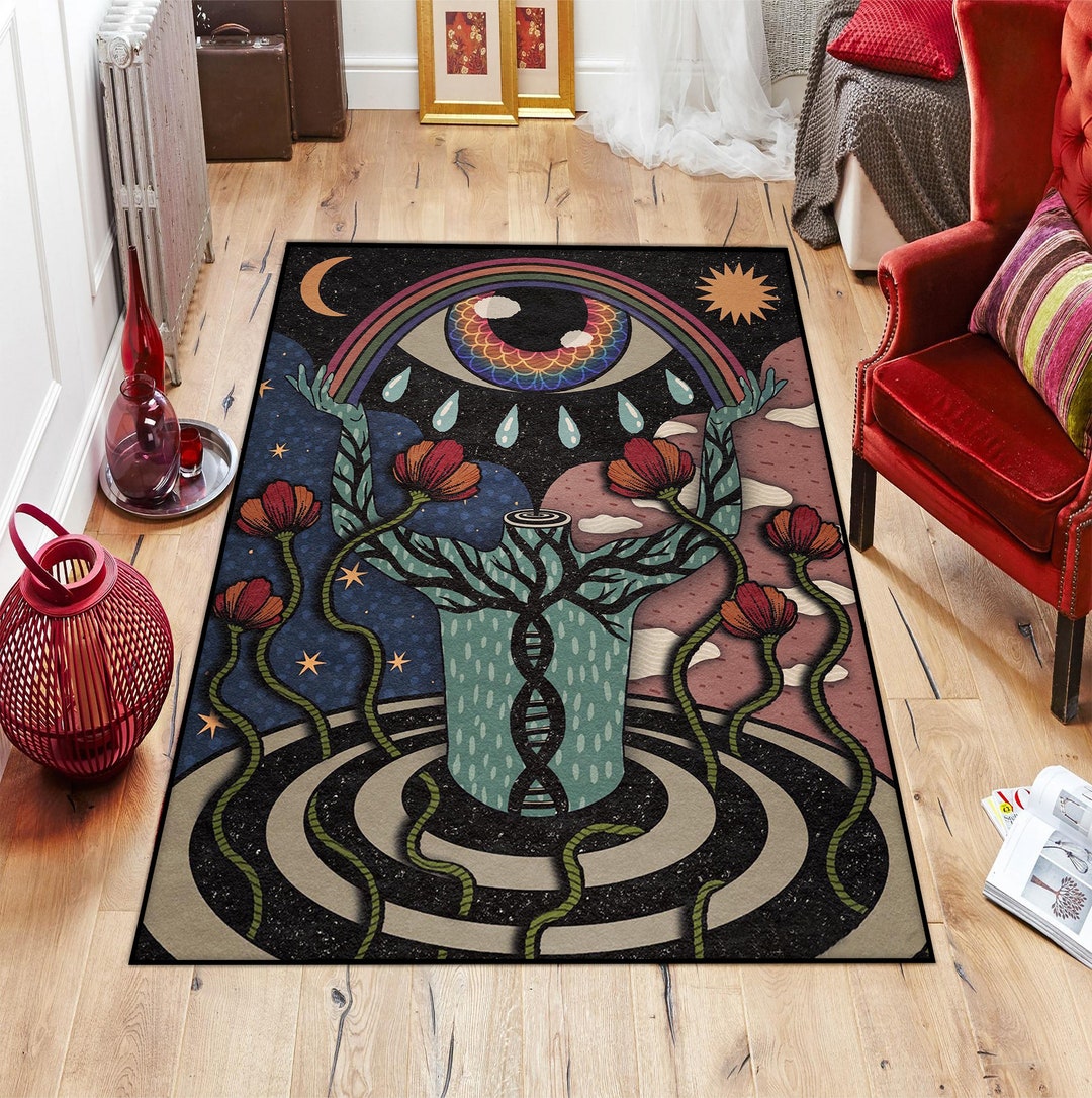 Witch Rug,astrology Rug,eye Rug,magic Rug,flower Rug, Leaf Rug,sun Rug ...