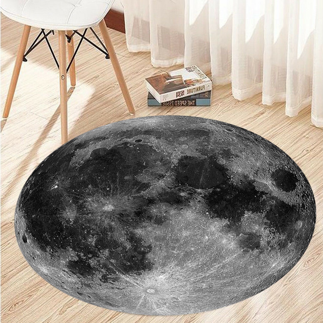 Moon Round Rug, Moon Planet Rug, Vibrant Moon Rug, Living Room Rug ...