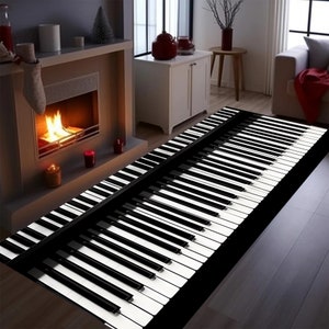 Piano Keyboard Runner Rug: Music Room Decor, Non-slip Cotton Base - Etsy