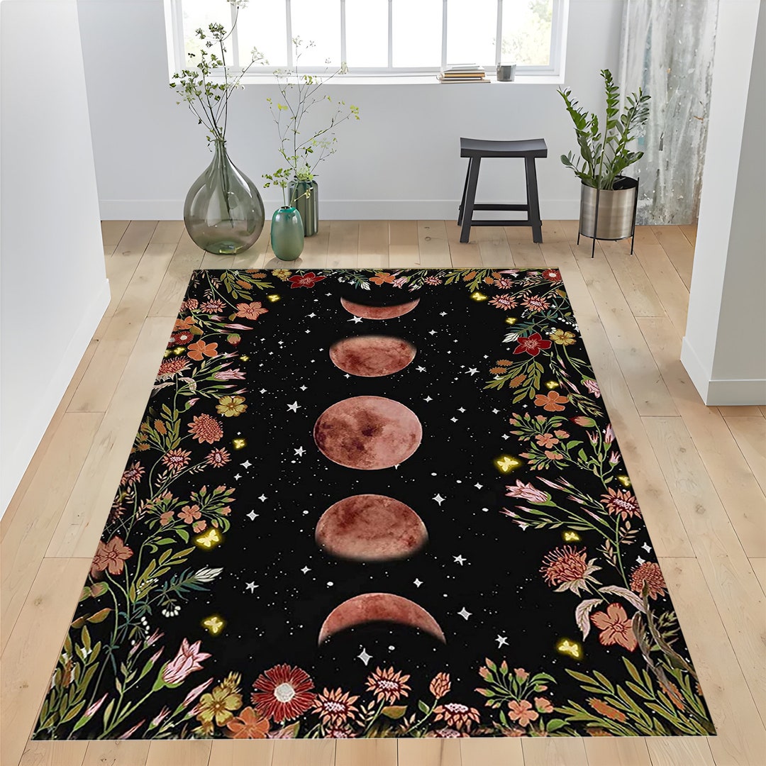 Moonlit Garden Rug,moon Carpet,lunar Eclipse,astrology Starry,night ...