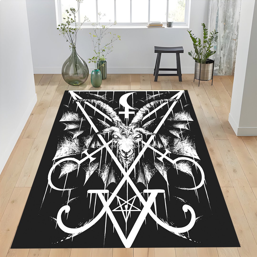 Satan Decor, Satanic Pentagram Rug,devil,horns Rug,satanic Decor ...