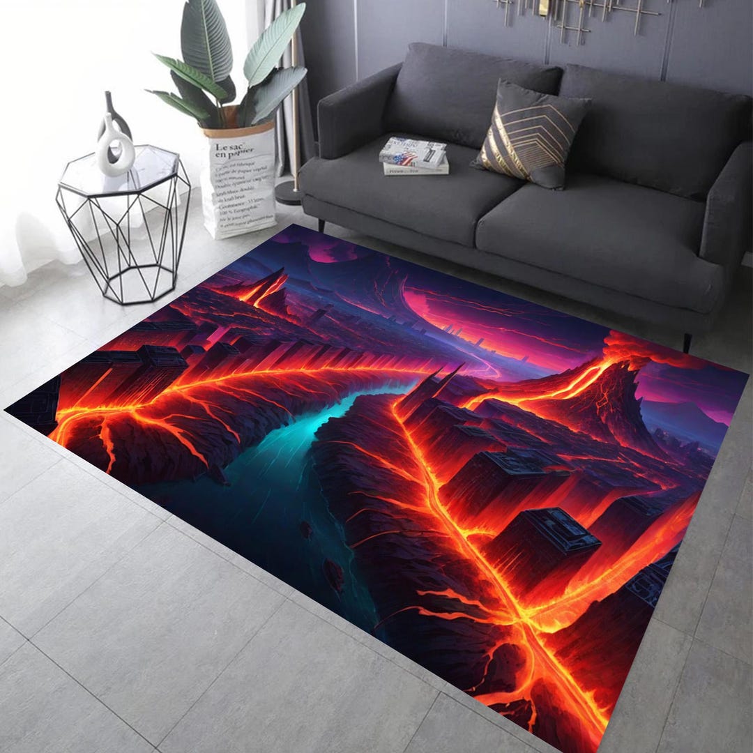 Volcano Eruption Rug, Volcanic Rug, Lava Area Rug, Lava Decor Rug,lava ...