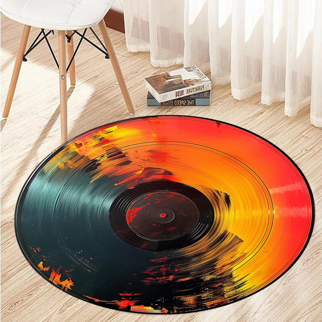 Plaque Rug, Plaque, Plaque Pattern Rug, Retro Plaque Rug, Round Rug ...