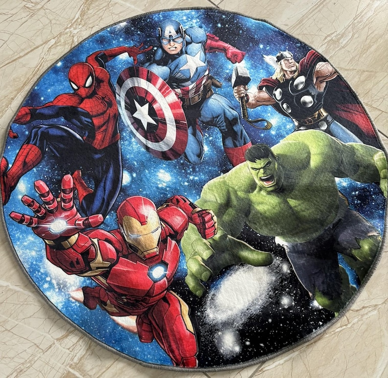 Marvel Avengers Round Rug, Kids Room Decor - Etsy