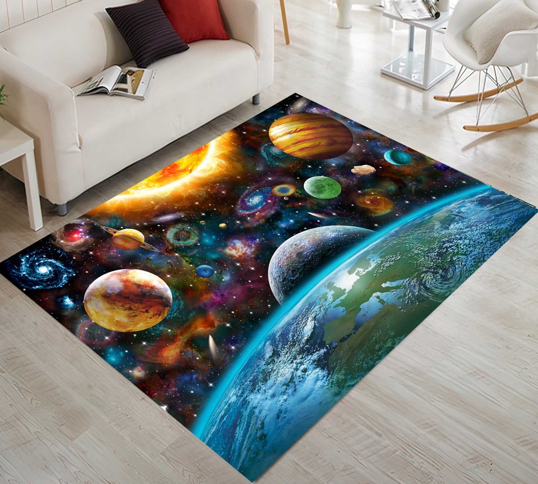 Space Rug, Sun Moon Rug, Galaxy Rug, Planet Rug, Astronomy Rug, Science ...