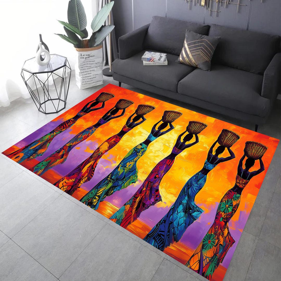 African Women Rug, African Modern Rug, Home Decor Rug, Living Room Rug ...