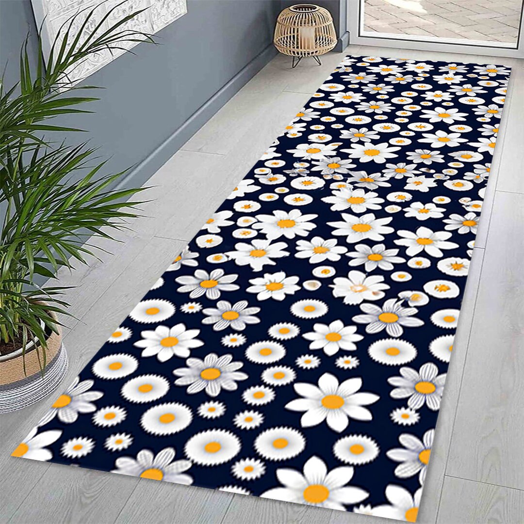 Daisy Runner Rug: Floral Patterned Hallway Rug - Etsy