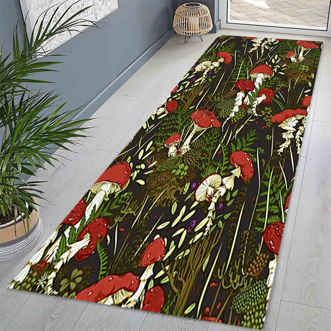 Mushroom Rug , Mushroom Pattern Runner Rug,minimalist Rug, Ruuner ...