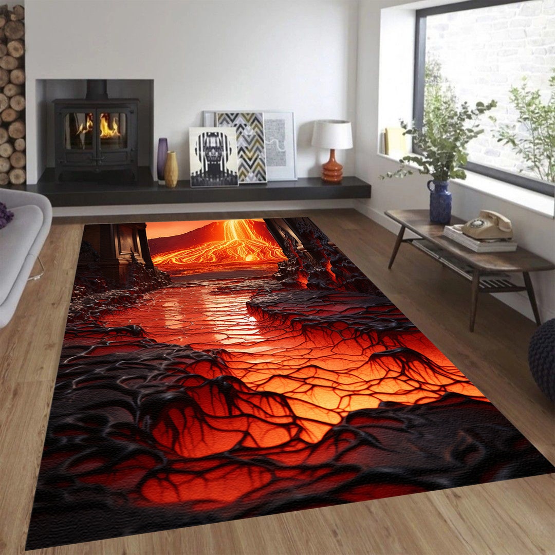 Lava Rug, Hot Lava Rug,deep Hole Rug, 3D Huge Crack, Volcano Floor Rug ...