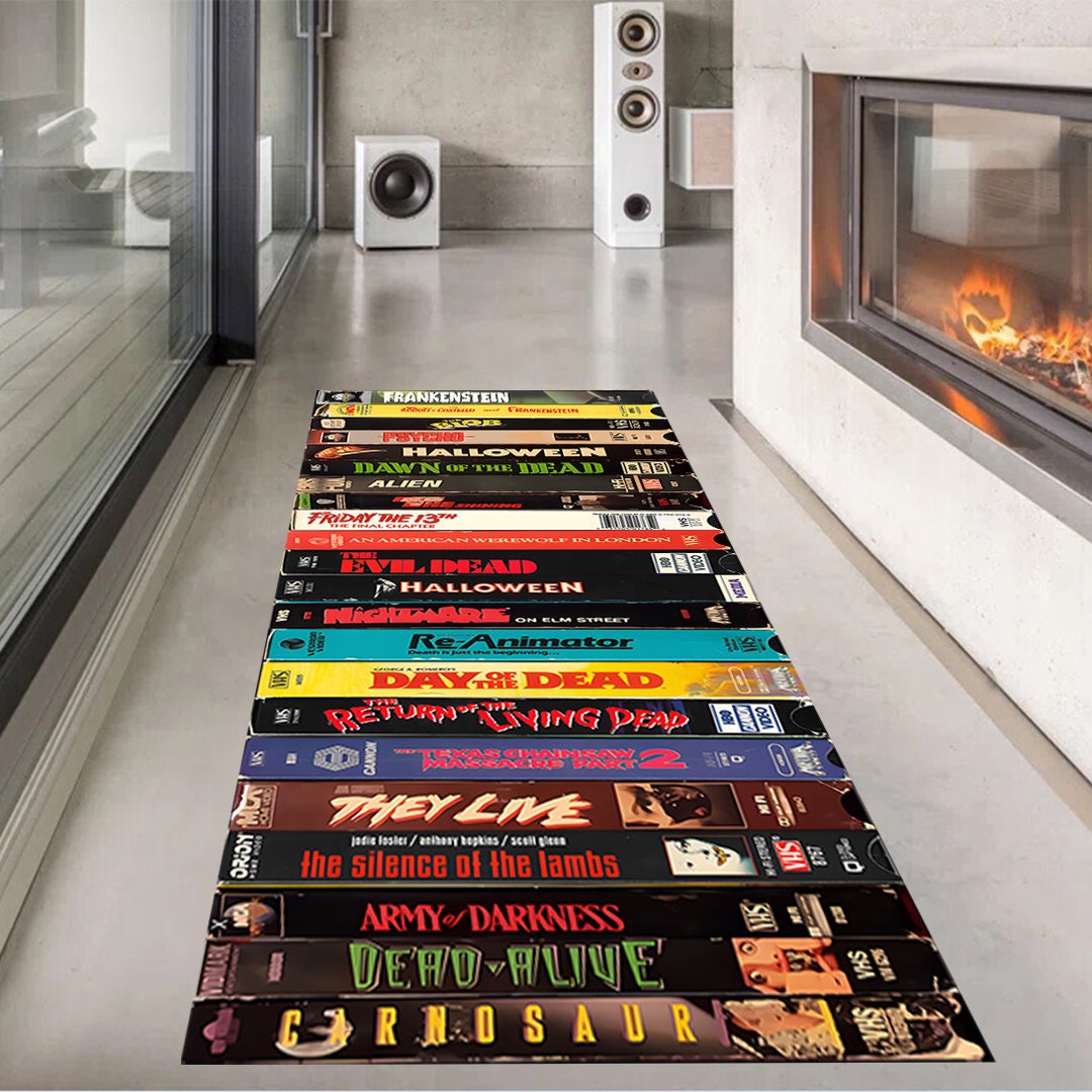 Nostalgic Retro Style Rug,runner Rug,vhs Case Themed Horror Rug,movie ...
