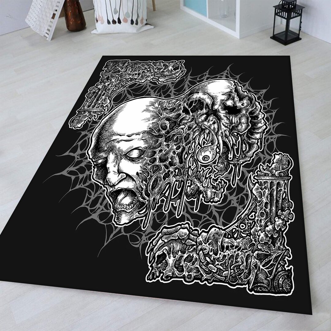 Skull Rug, Skull Art Rug, Horror Rug, Modern Skull Rug, Fantastic Rug ...
