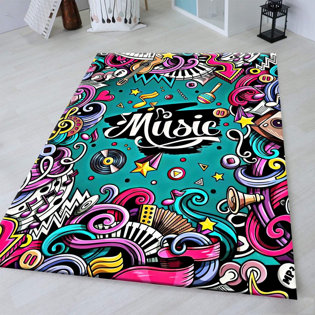 Music Rug Musical Instrument Rug Modern Design Creative - Etsy