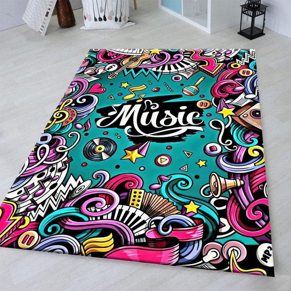 Music Rug Musical Instrument Rug Modern Design Creative - Etsy