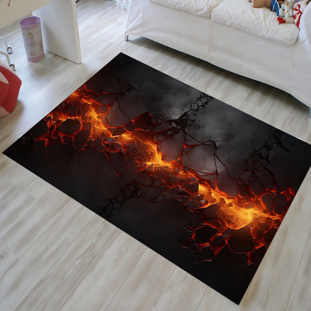 Lava Rug, Hot Lava Rug,deep Hole Rug, 3D Huge Crack, Volcano Floor Rug ...