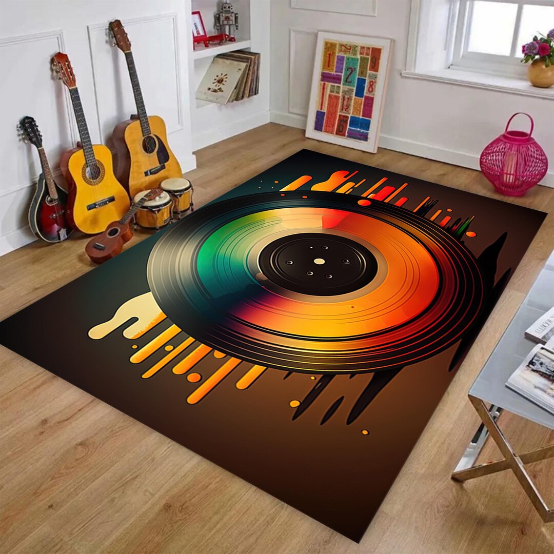 Vinyl Record Rug: Modern Music Room Decor - Etsy