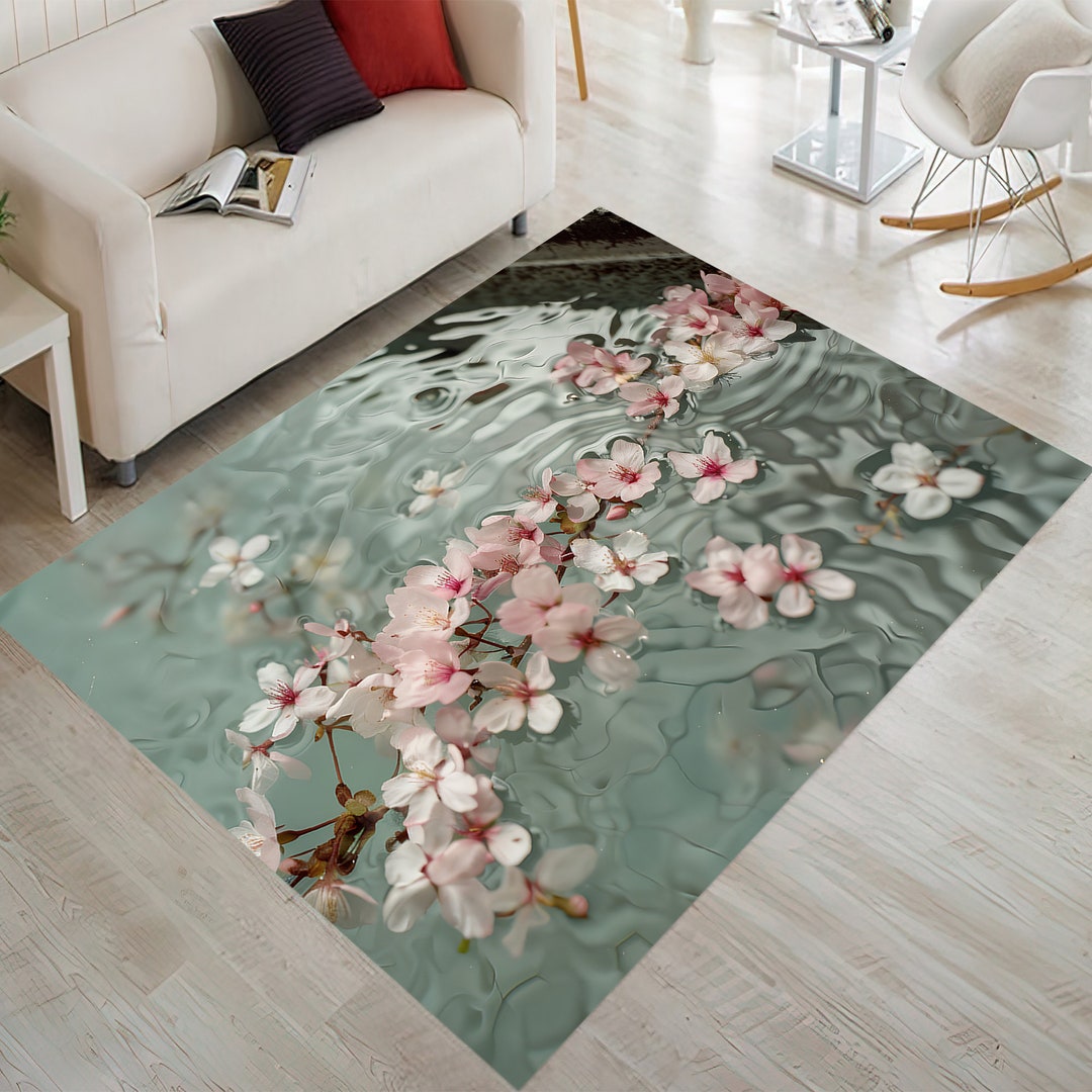 Pink Cherry Blossom Area Rug: Floral Spring Home Decor - Etsy