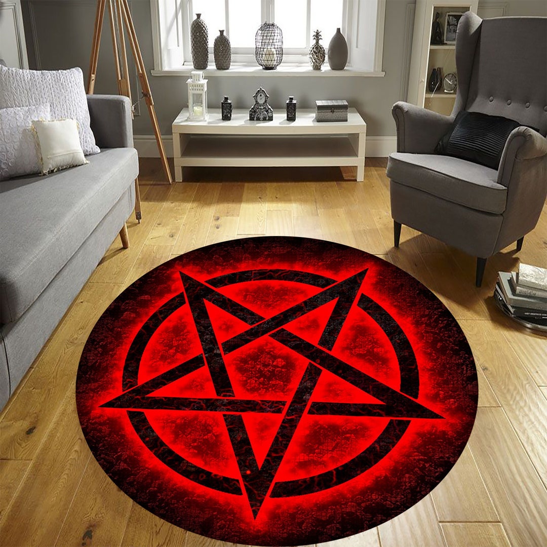 Devil Star Rug, Devil Pattern Rug, Satanic Rug, Living Room Rug ...