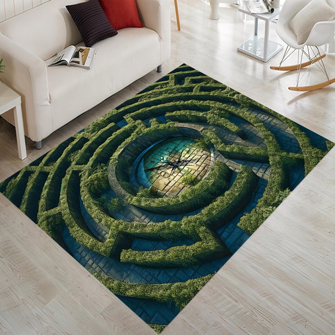 Compass Rug, Compass, Compass Design Rug, Medallion Rug, Nonslip ...