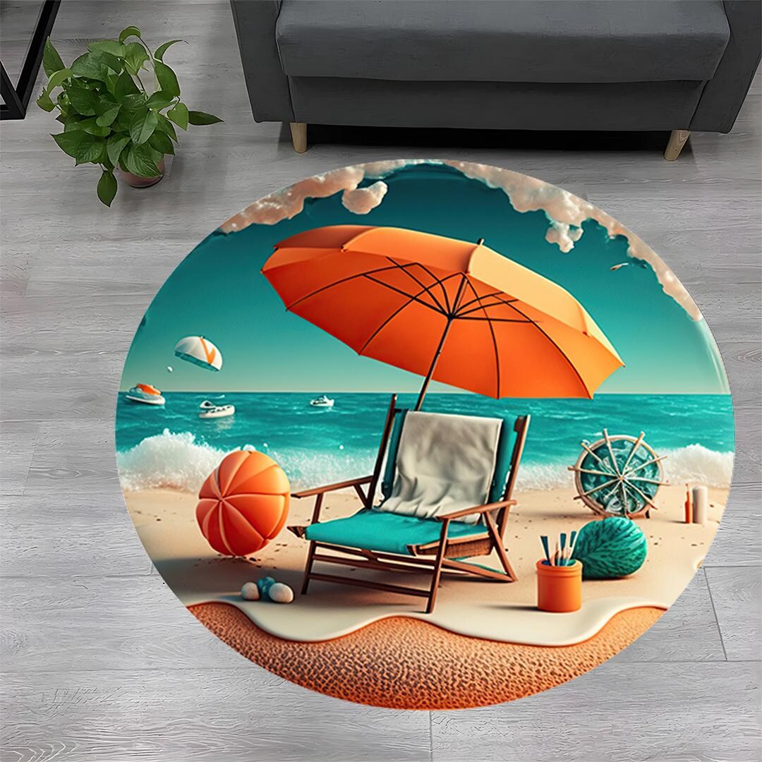 Summer Round Rug, Sea Rug, Sea Wave Rug, Round Rug, Sea Foam Rug ...