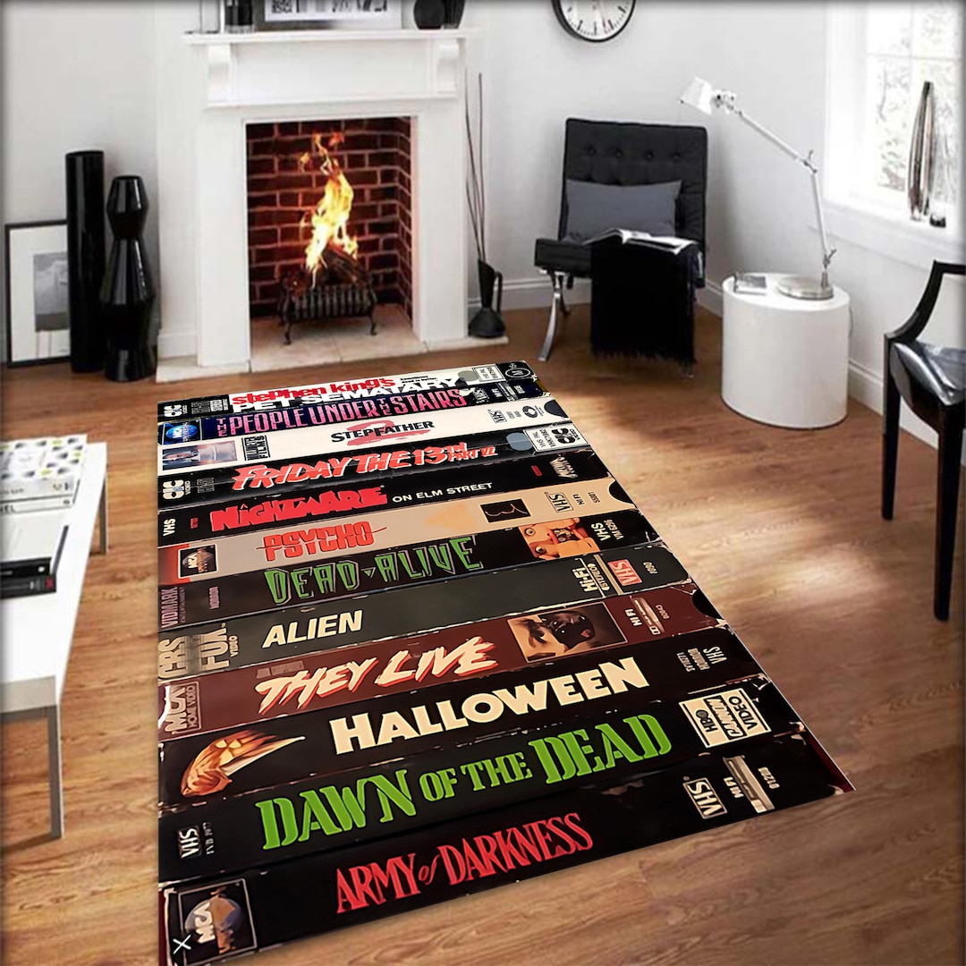 Retro VHS Horror Movie Rug: Cinema Room Decor - Etsy