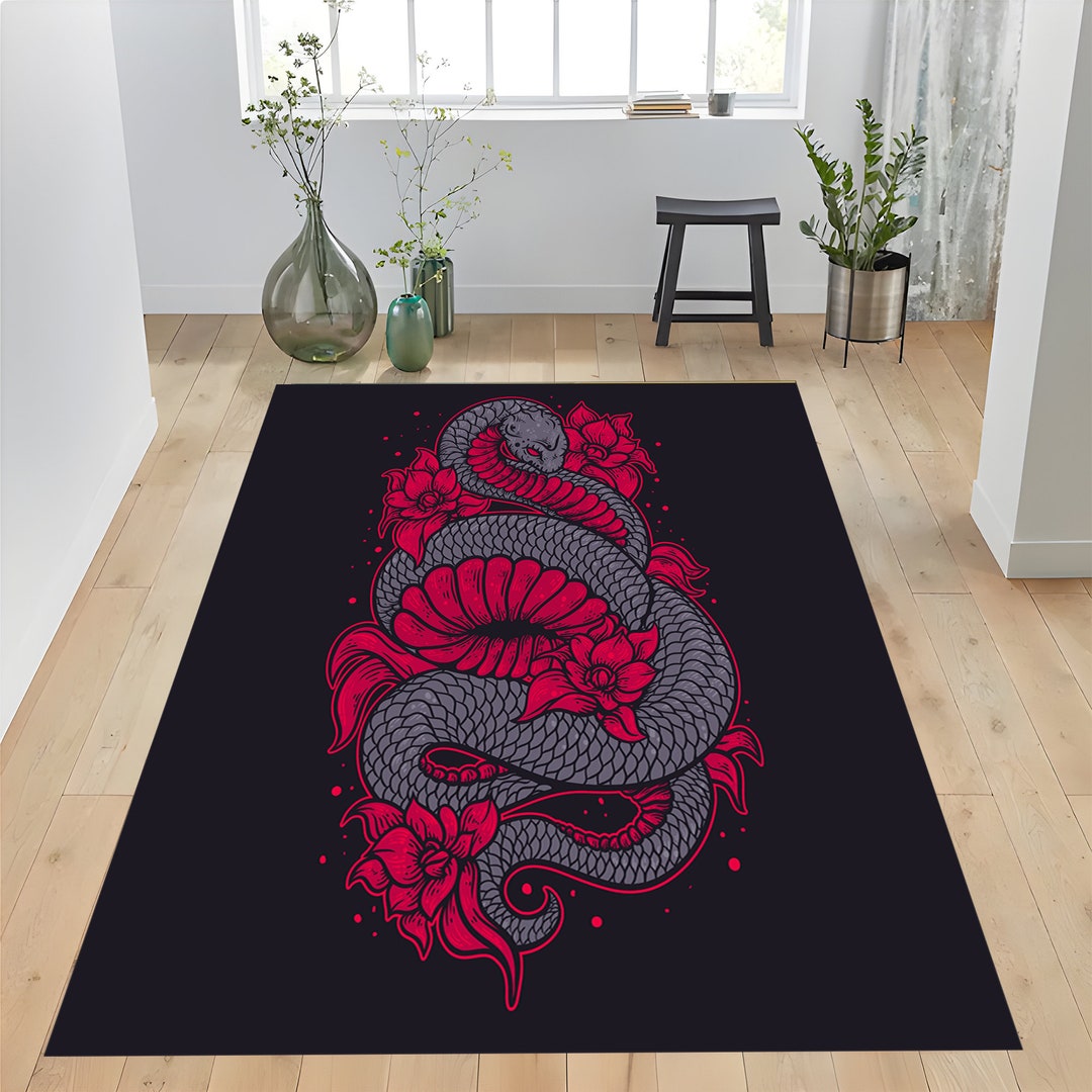 Pink Snake , Snake Rug, Cobra, Living Room Rug, Minimalist Rug,area Rug ...