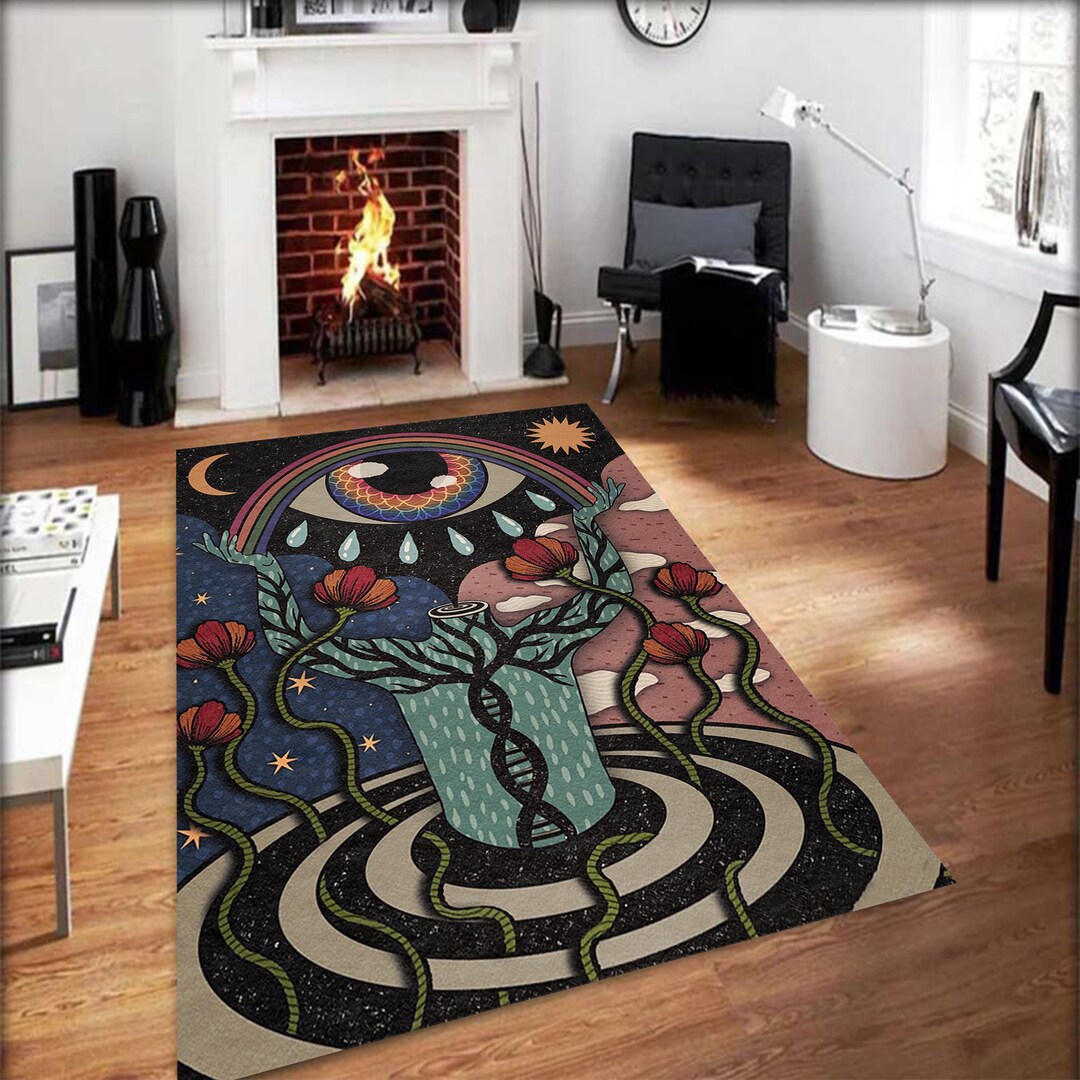 Witch Rug,astrology Rug,eye Rug,magic Rug,flower Rug, Leaf Rug,sun Rug ...