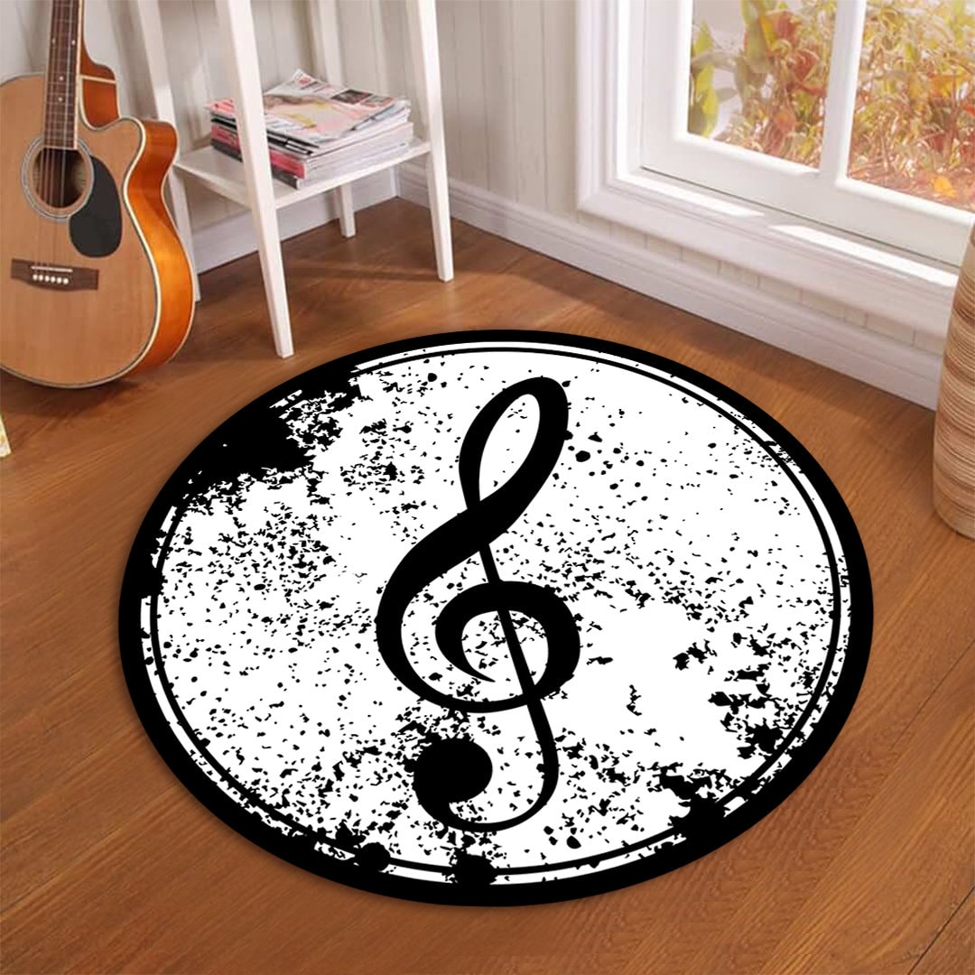 Music Rug,music Notes Rug, Note,musical Rug,round Musical Rug,patterned ...