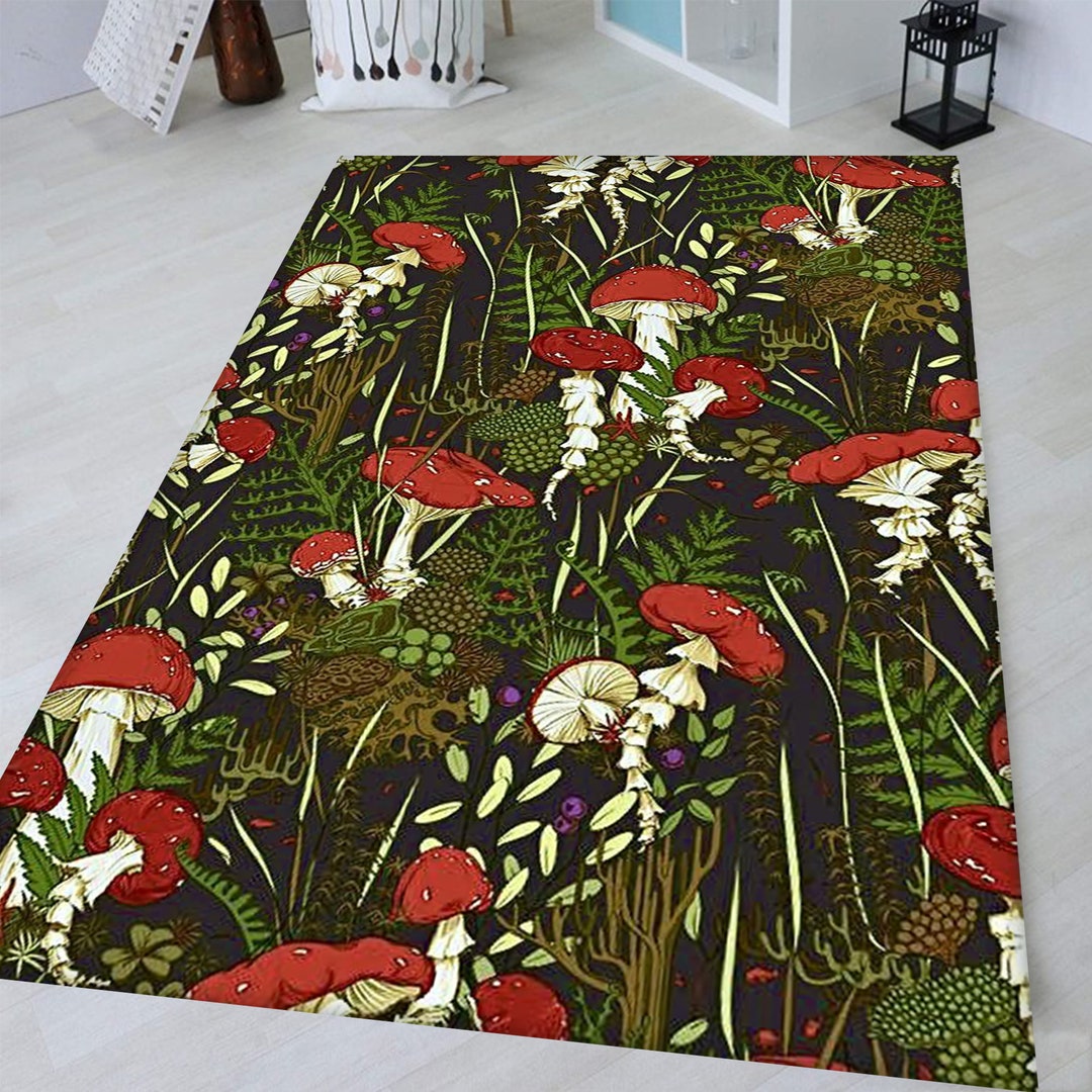Mushroom, Mushroom Rug , Mushroom Pattern Rug, Minimalist Rug, for ...