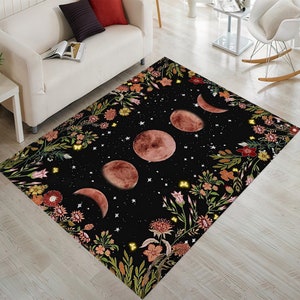 Moonlit Garden Rug,moon Carpet,lunar Eclipse,astrology Starry,night ...
