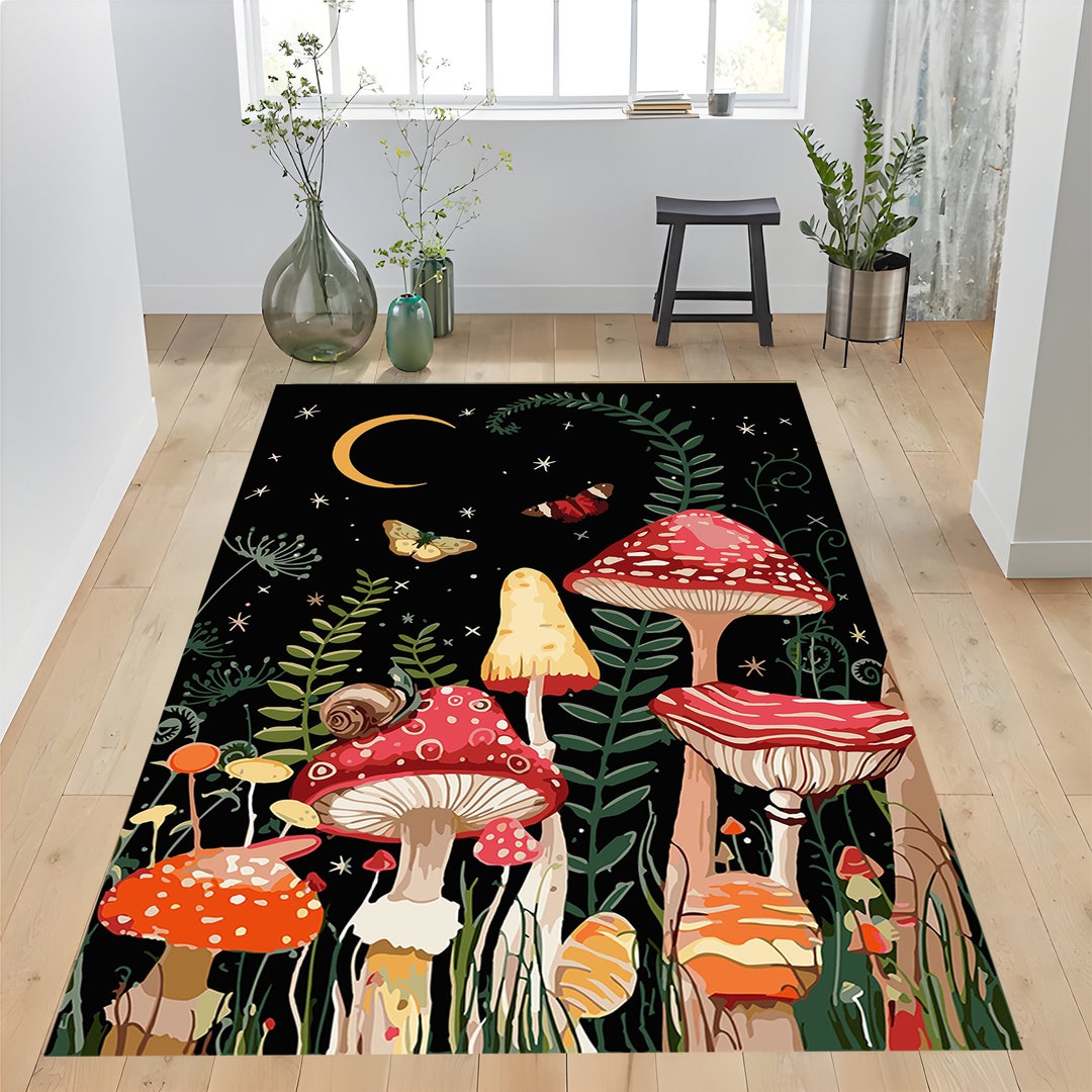 Mushroom, Mushroom Rug , Mushroom Pattern Rug, Minimalist Rug, for ...