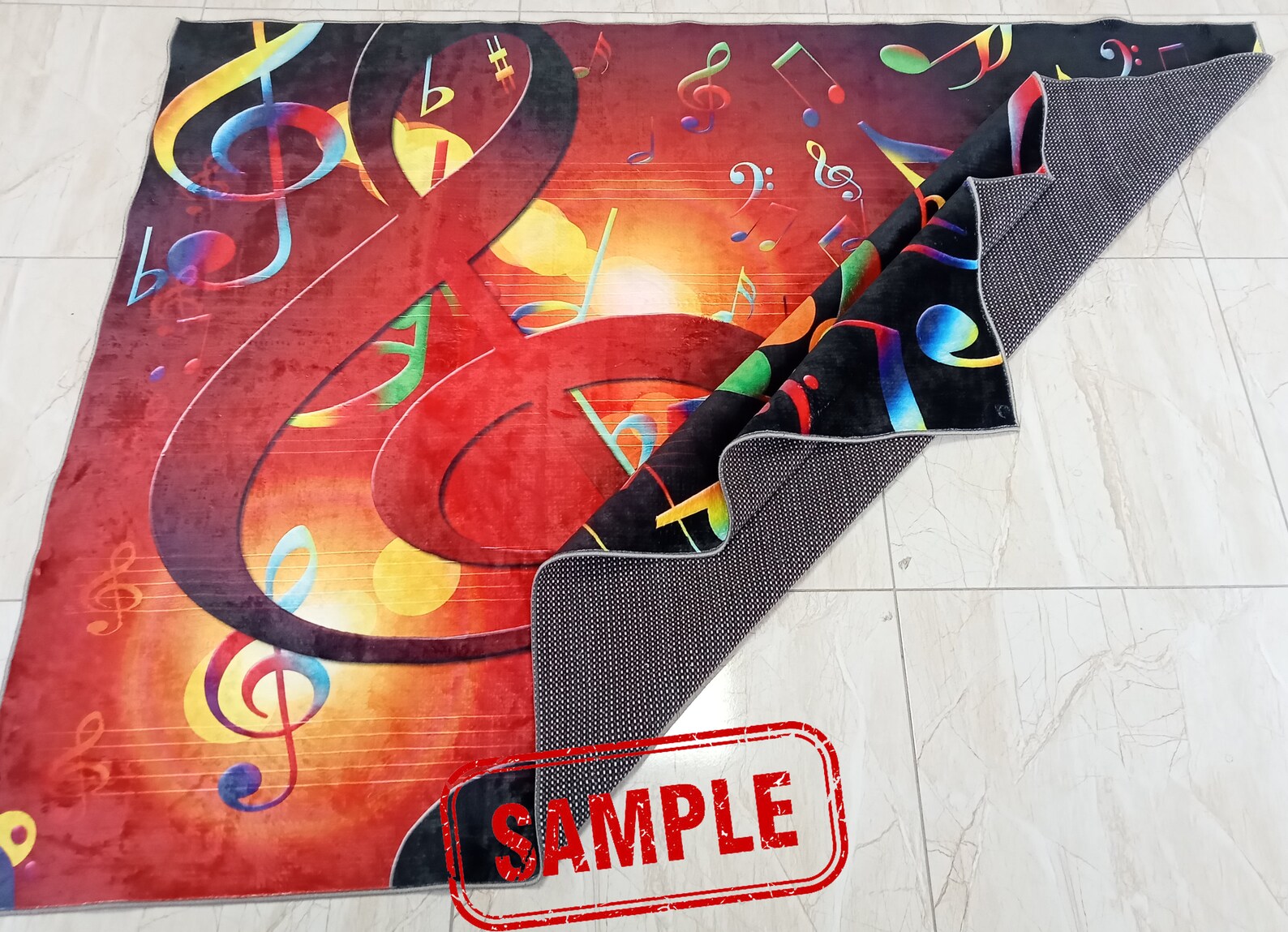 Colorful Music Notes Rug: Modern Music Room Decor - Etsy