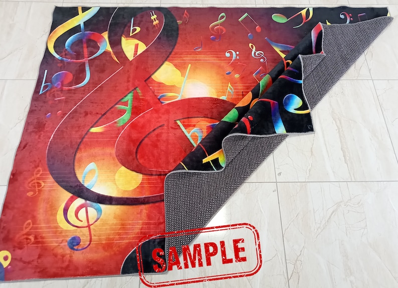 Colorful Music Notes Rug: Modern Music Room Decor - Etsy