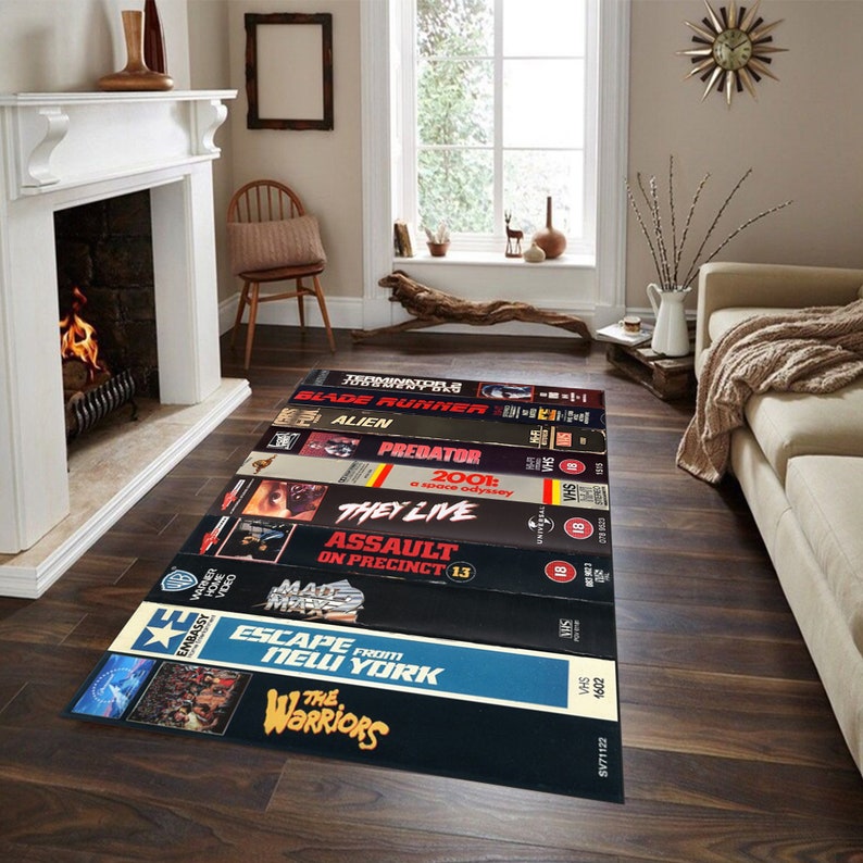 Retro VHS Horror Movie Rug: Cinema Room Decor - Etsy