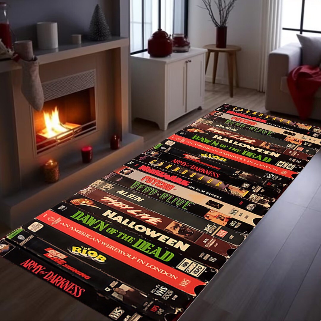 Nostalgic Retro Style Rug, Runner Rug, Horror Movie Themed Rug, Entry ...