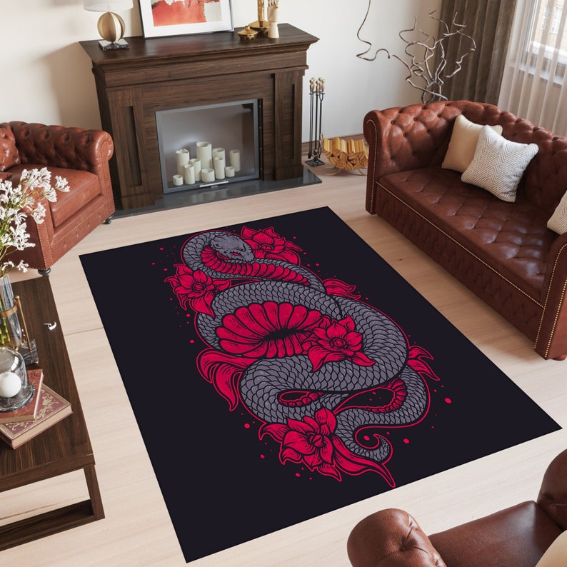 Pink Snake Snake Rug Cobra Living Room Rug Minimalist - Etsy