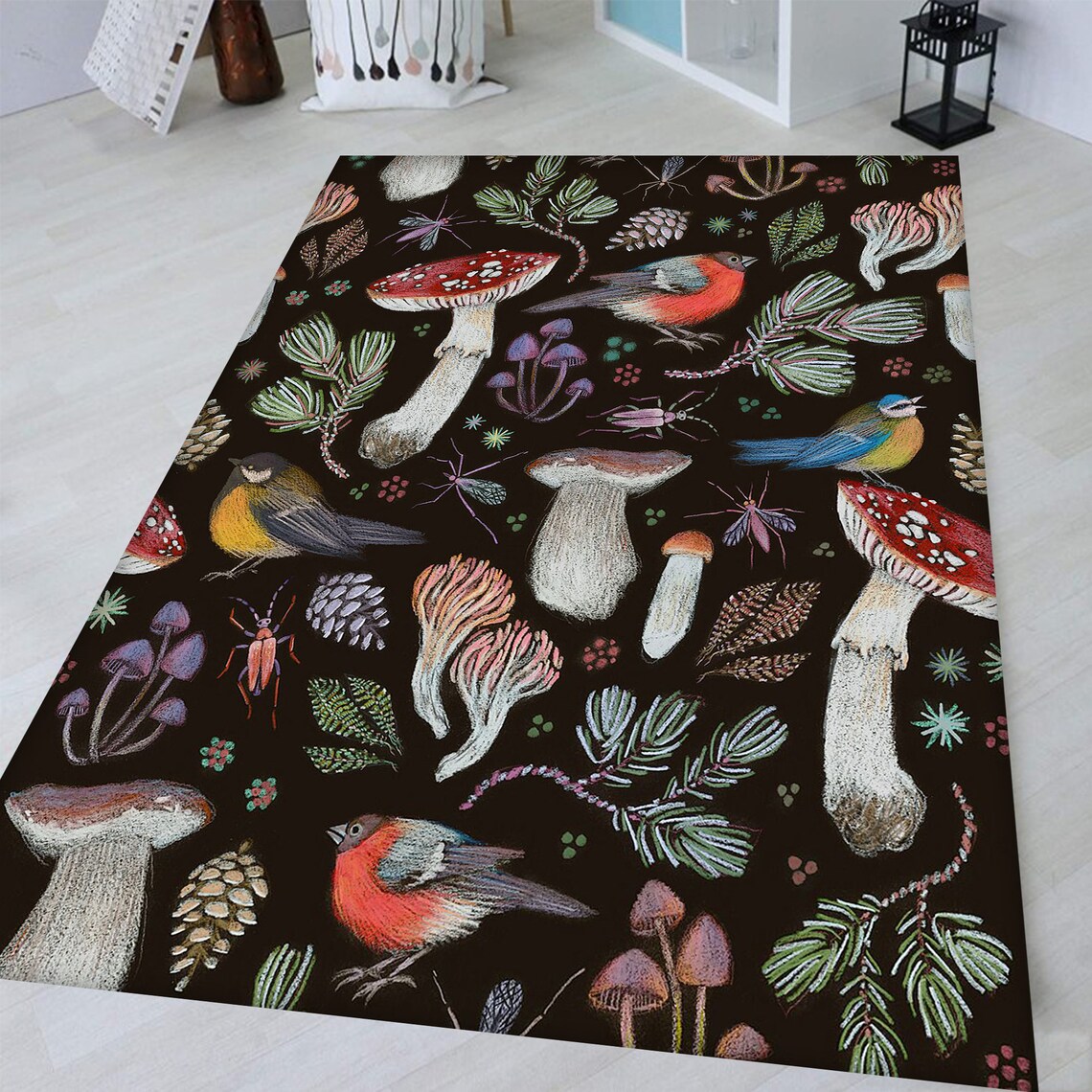Mushroom Mushroom Rug Mushroom Pattern Rug Minimalist Rug - Etsy