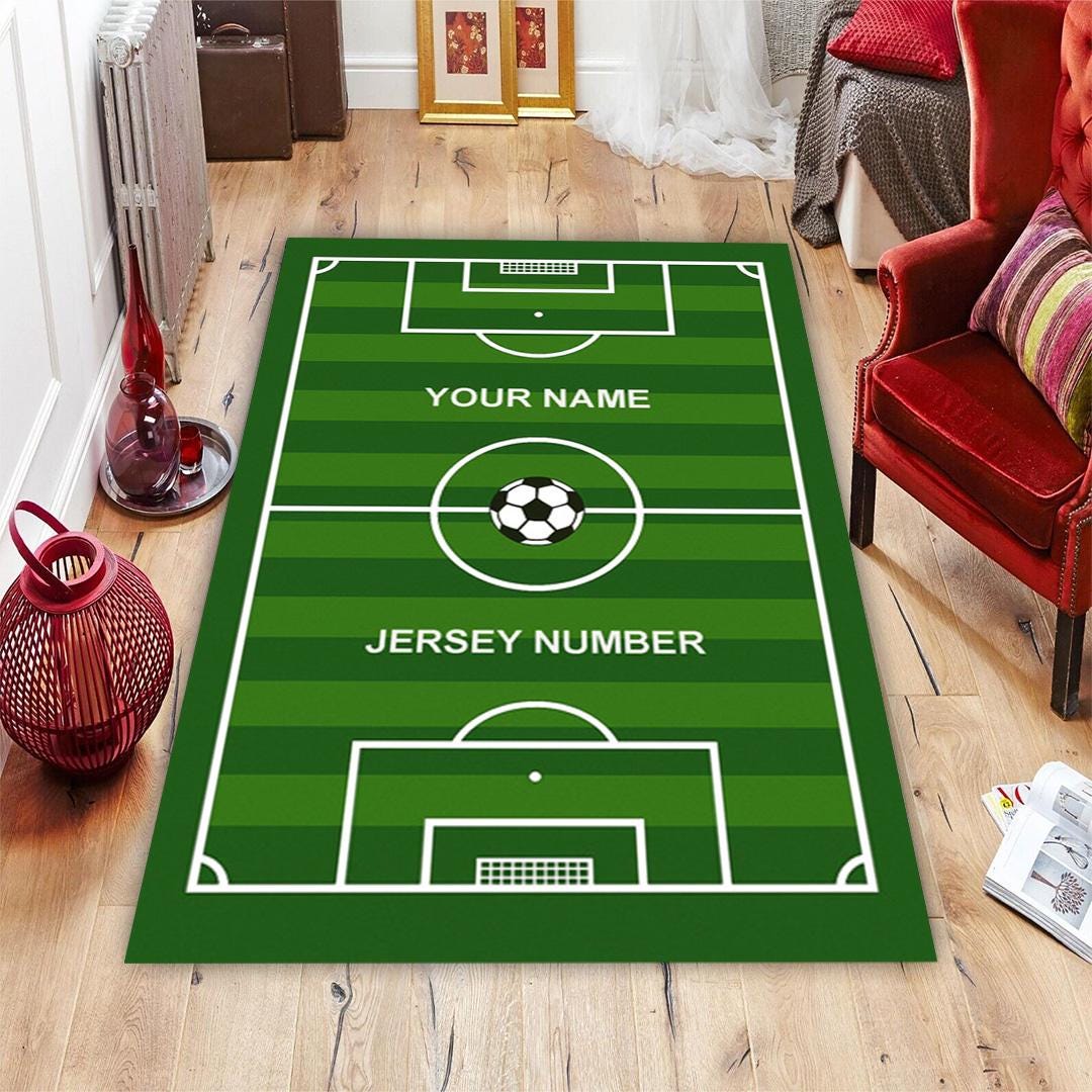 Green Soccer Field, Customizable Soccer Rug, Soccer Rug, Football Rug ...