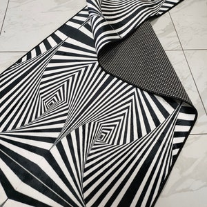 Optical Illusion Rug,black White Runner Rug, Runner Rug, Hallway Rug ...