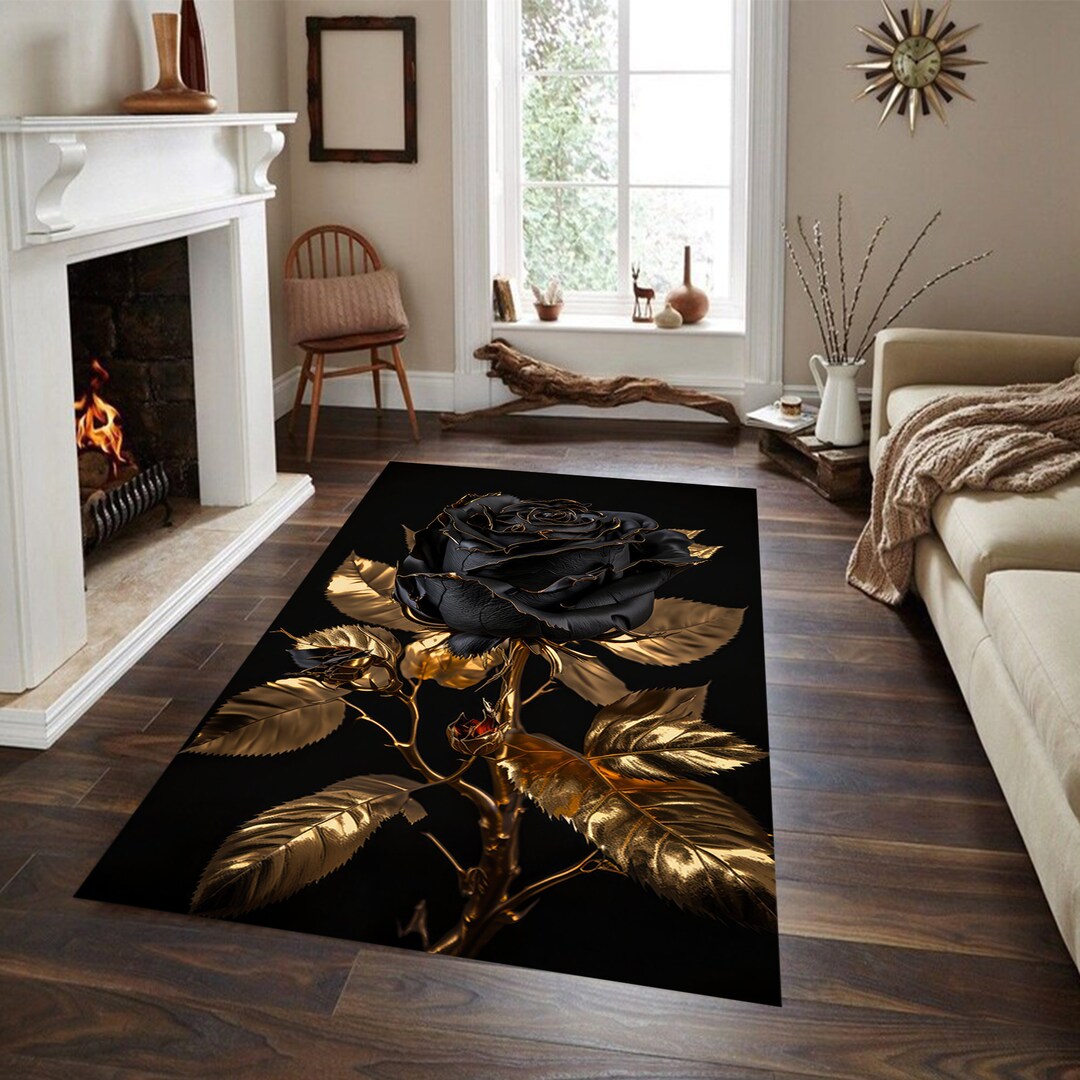 Black Roses, Black Rose Rug, Valentine's Day Rug, Valentines Day ...