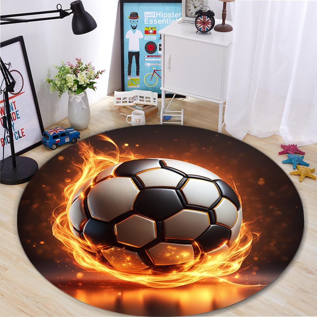 Soccer Rug, Soccer Ball Rug, Round Rug, Ball Rug, Football Rug, Boys ...