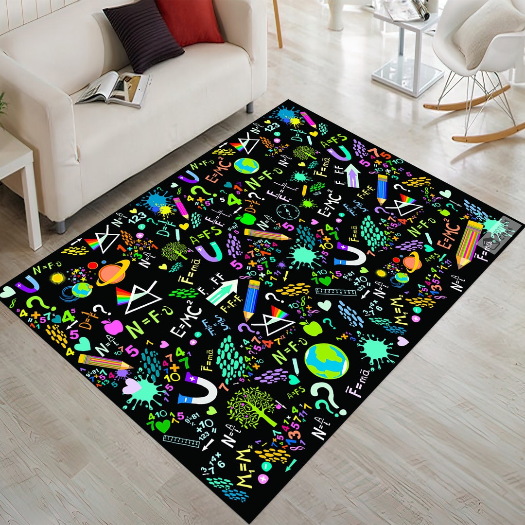 Science Education Rug, Education Rug, Hand Drawn Science Rug, Kids Room ...
