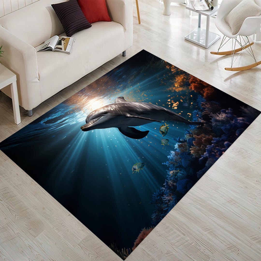 Dolphin Fish, Dolphin Rug, Dolphins Rug, Ocean Rug, Jumping Dolphins ...