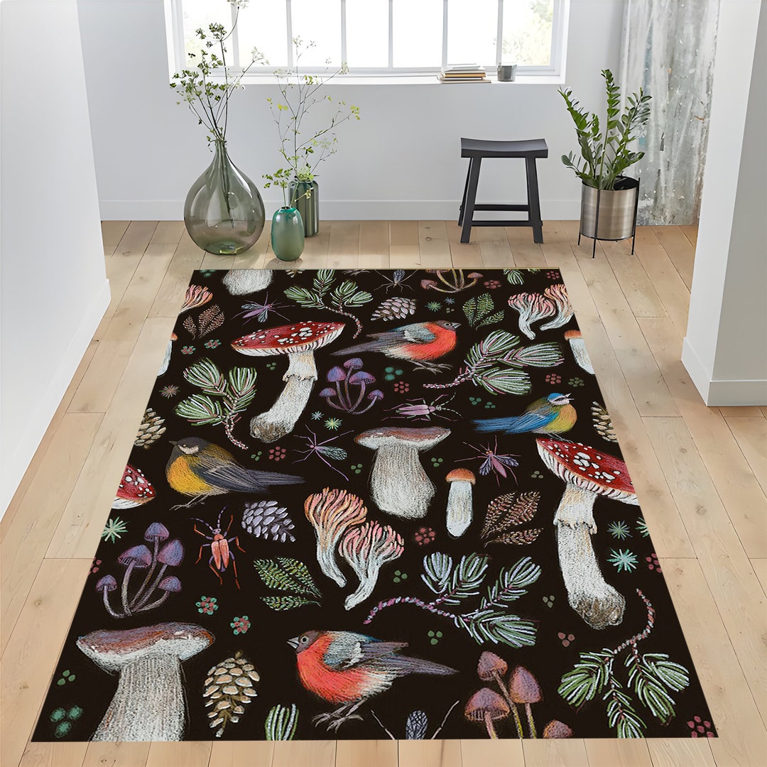 Mushroom, Mushroom Rug , Mushroom Pattern Rug, Minimalist Rug, for ...